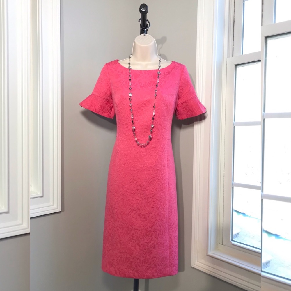 Talbots Pink Jacquard Sheath Cocktail Dress - Women’s… - Gem